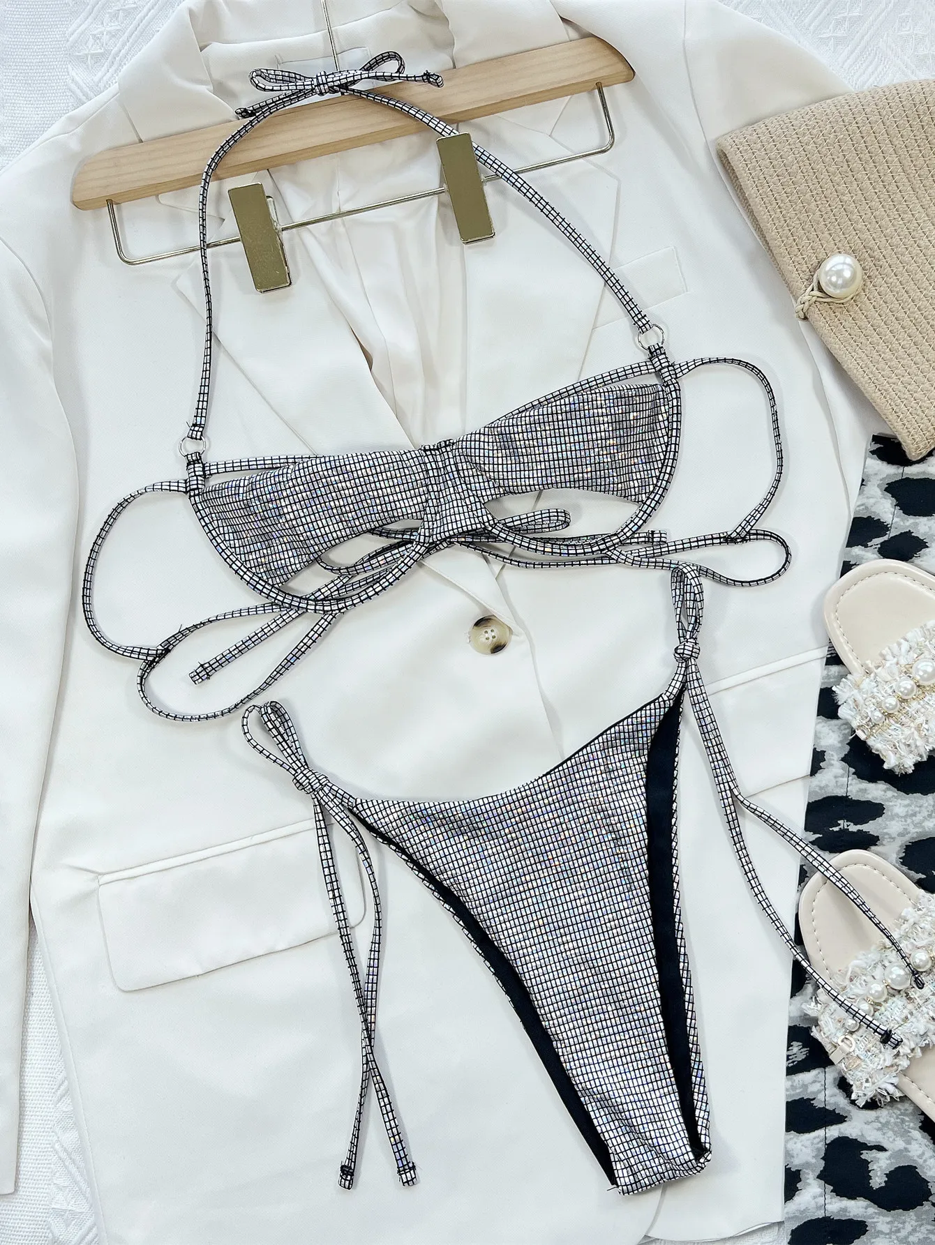 Tw9205505 Two Piece Swimsuit Fabric Shinny Bikinis Woman Custom ...