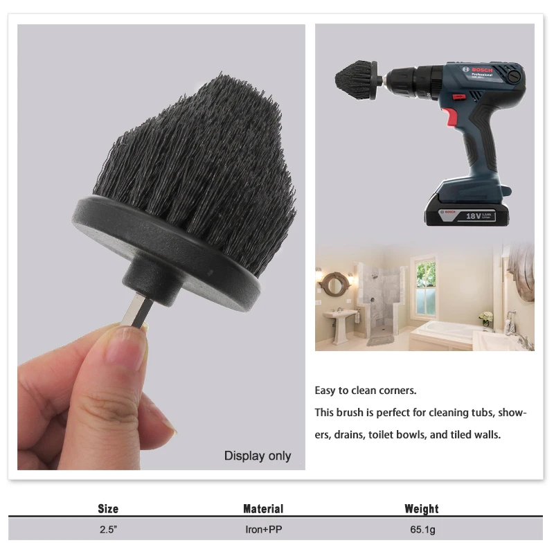 Black 2.5Inch Electric Conical Cleaning Brush Drill Cleaning Brush ...