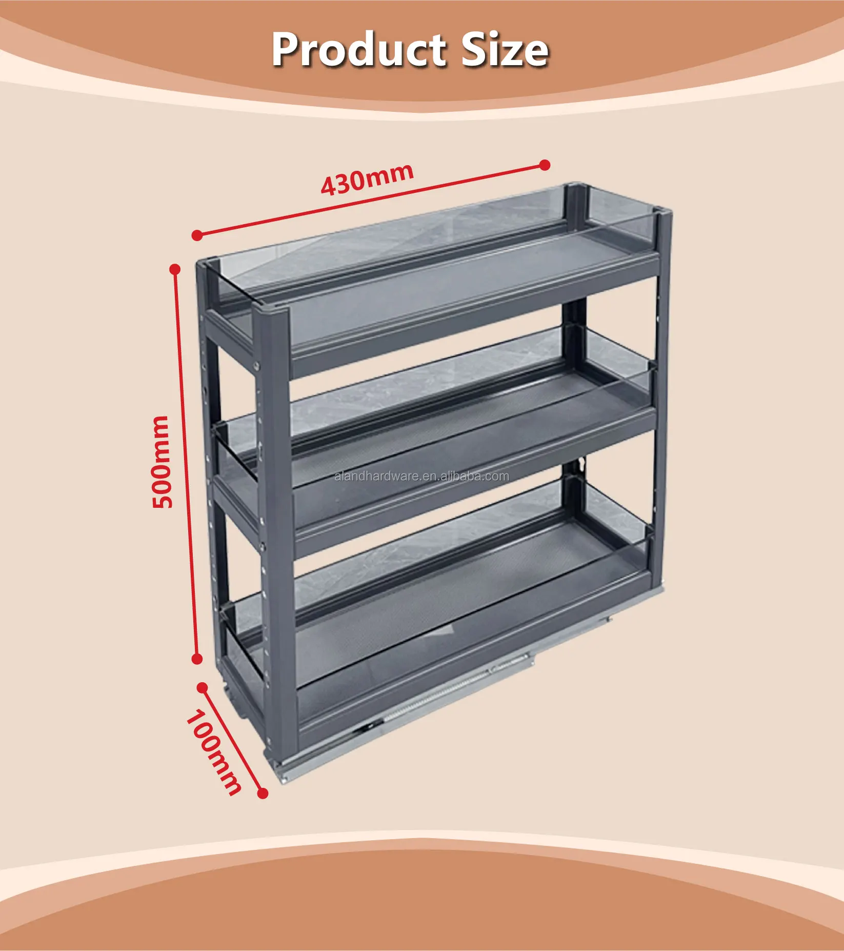 Modern 3-Layer Glass Pull-Out Bottle Organizer Space-Saving Kitchen ...