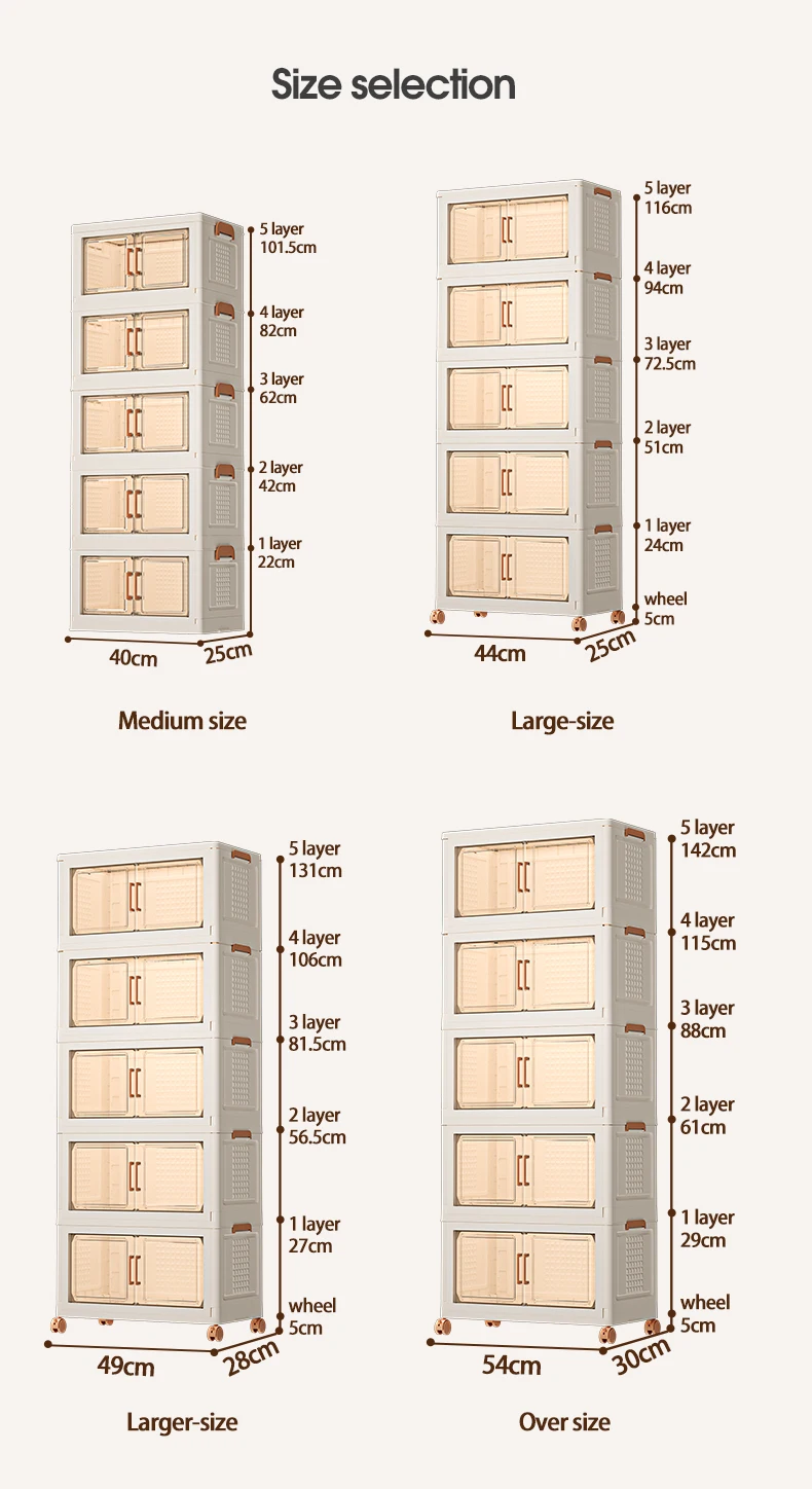 Rmier Stackable Plastic Storage Bins - 5 Tier Cabinet