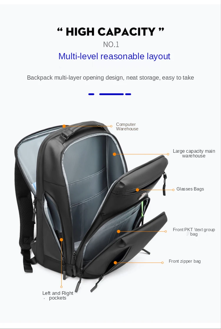 Large Capacity Waterproof Laptop Backpack, Anti-Theft Design for Travel ...