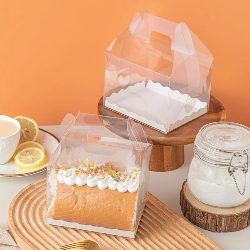 Custom Take Out Transparent Cake Dessert Packaging Gable Box clear Pet ...