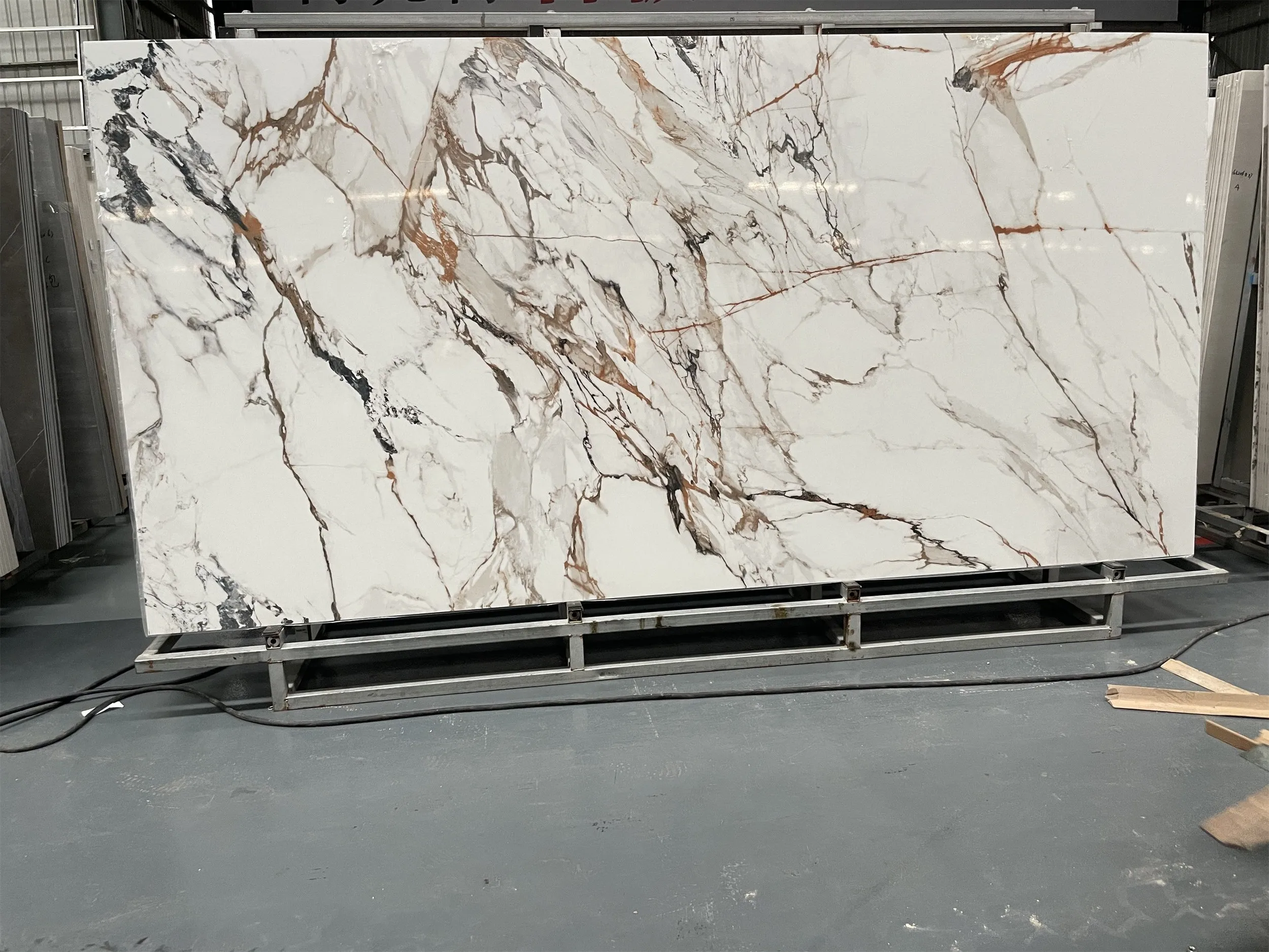 Classical Calacatta Gold Mable Sintered Stone Slab for Interior Wall ...