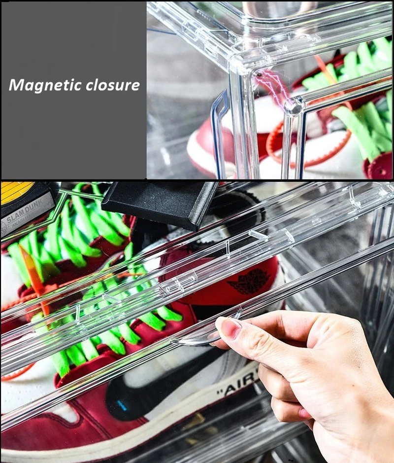 Clear Plastic Shoebox Stackable Sneaker Shoe Storage Boxes Transparent ...