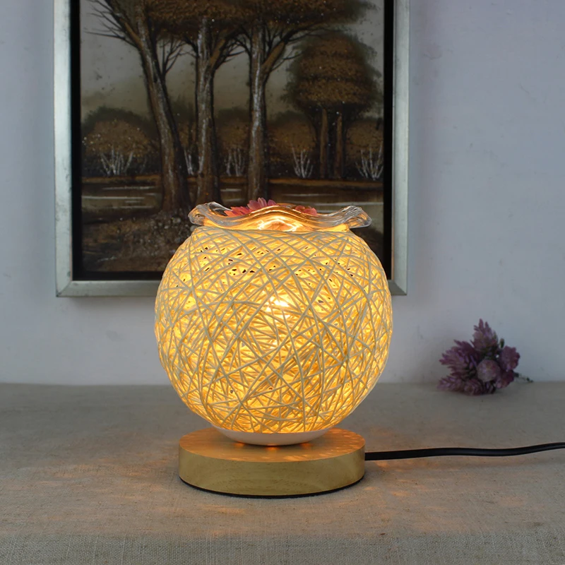 Electric Rattan Wax Melting Light Cozy Wood Base Electric Wax Burner ...