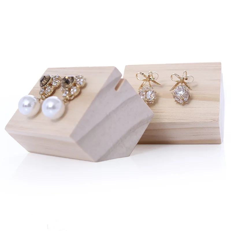 Square-shaped Wood Ear Stand Earrings Jewelry Display Rack Holder Stand ...