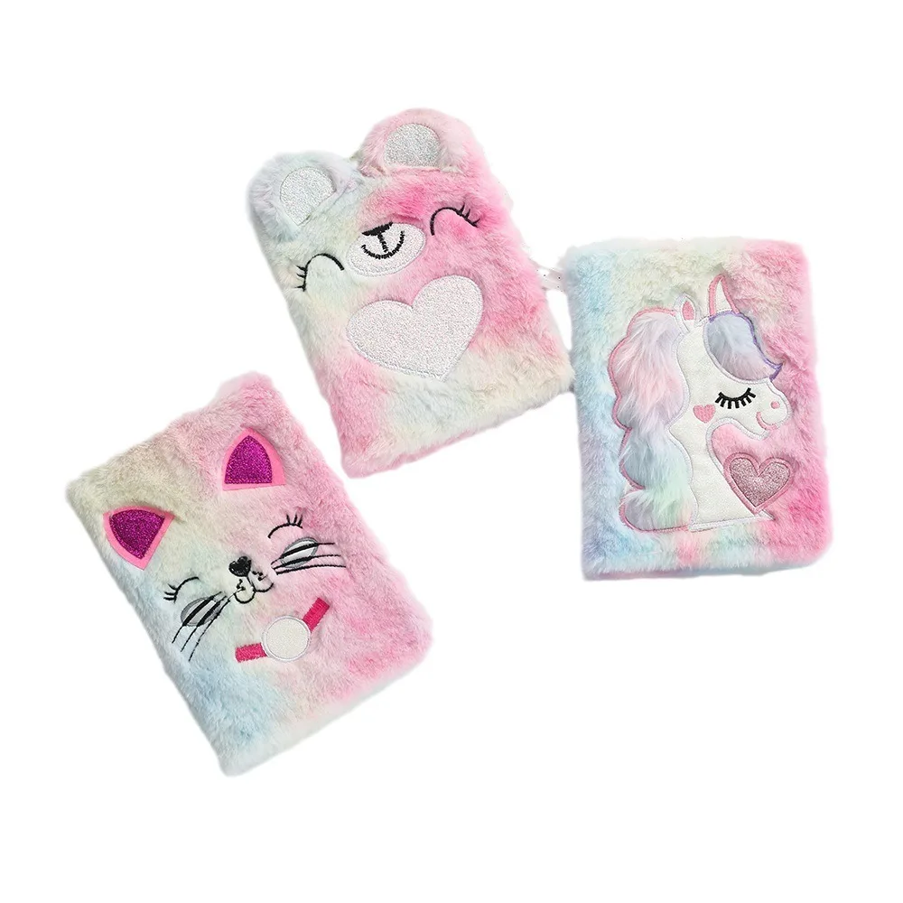 Cartoon Plush Notebook A5 Notepad Plush Embroidery Creative Cute ...