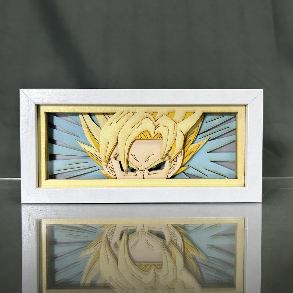 Dbz Anime Light Box Mdf Wood Frame Laser Paper Cut Shadow Box For ...