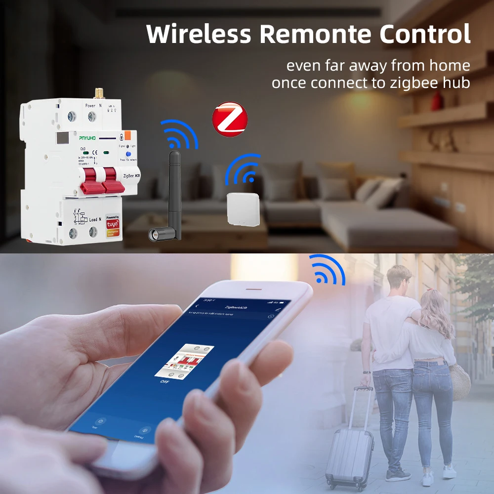Tuya Zigbee Smart Mini Circuit Breaker 2P 63A MCB Smart Energy Meter ...