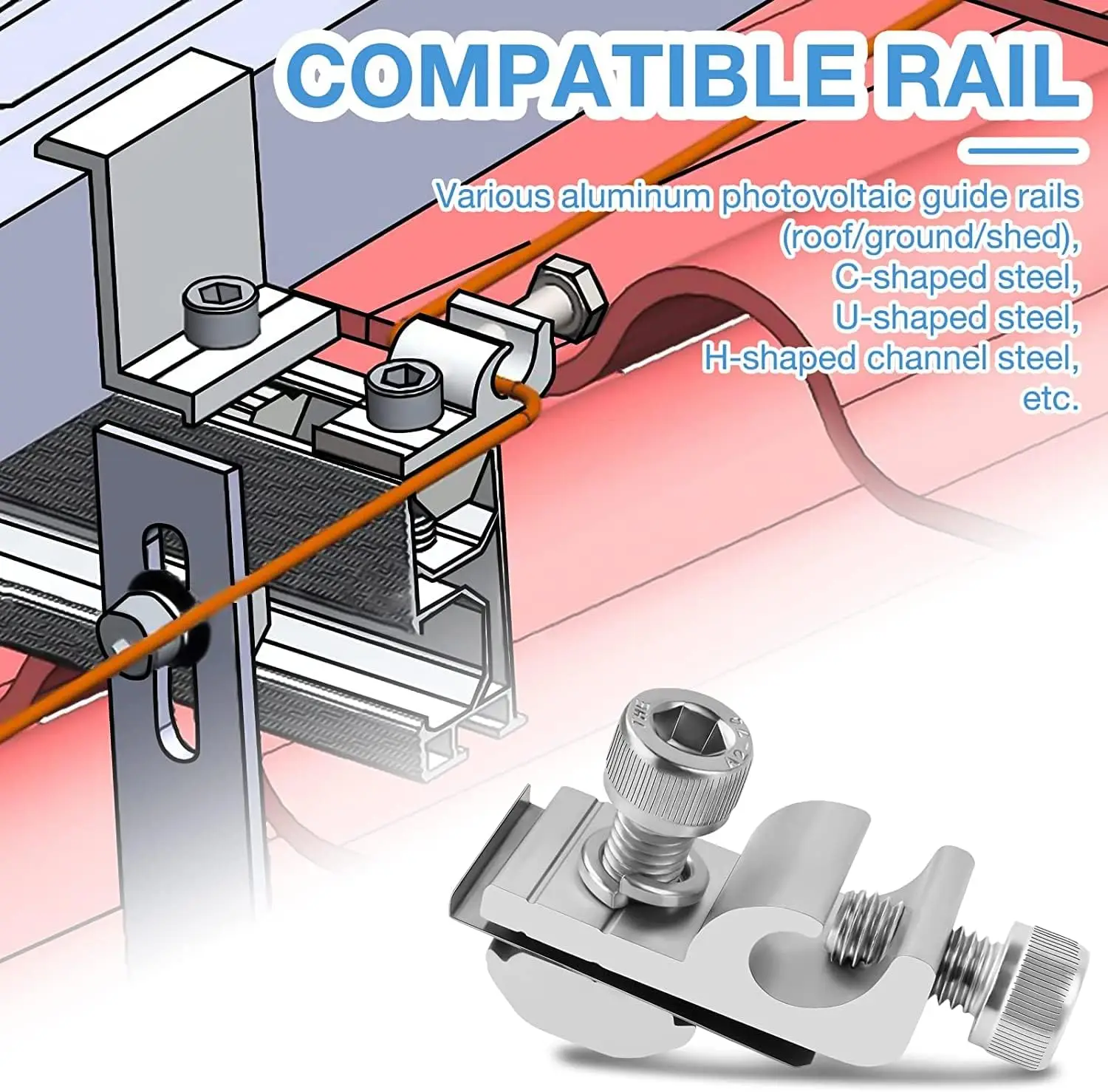 Aluminum Ground Mount Solar M8 Solar Grounding Lug Kits M6 Ground ...