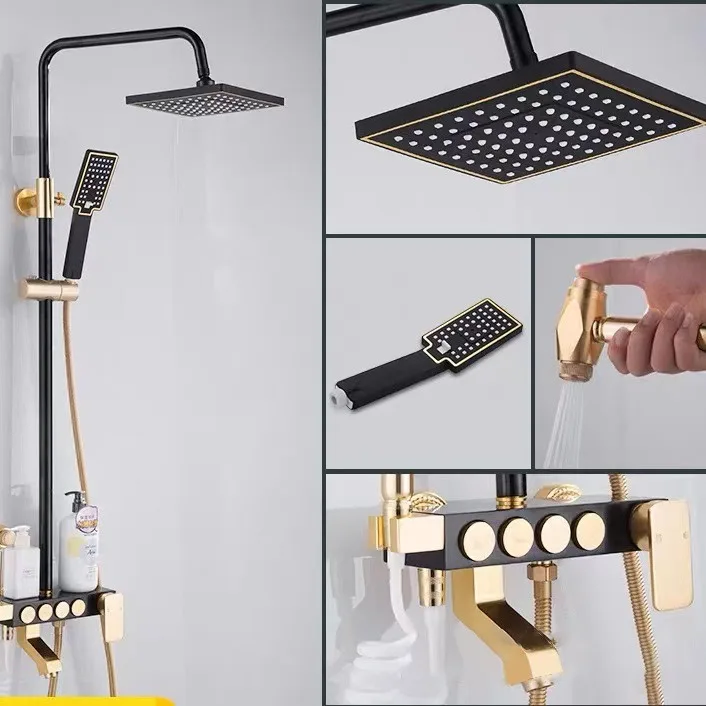 Luxury Black Gold Space Aluminum Shower Head Shower Set Household ...
