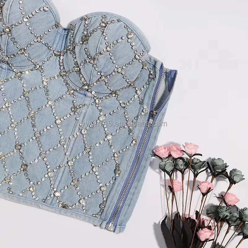 Burning Man Mini Bustier Top Showgirl Rave Bra,Clubwear Rhinestone Top ...