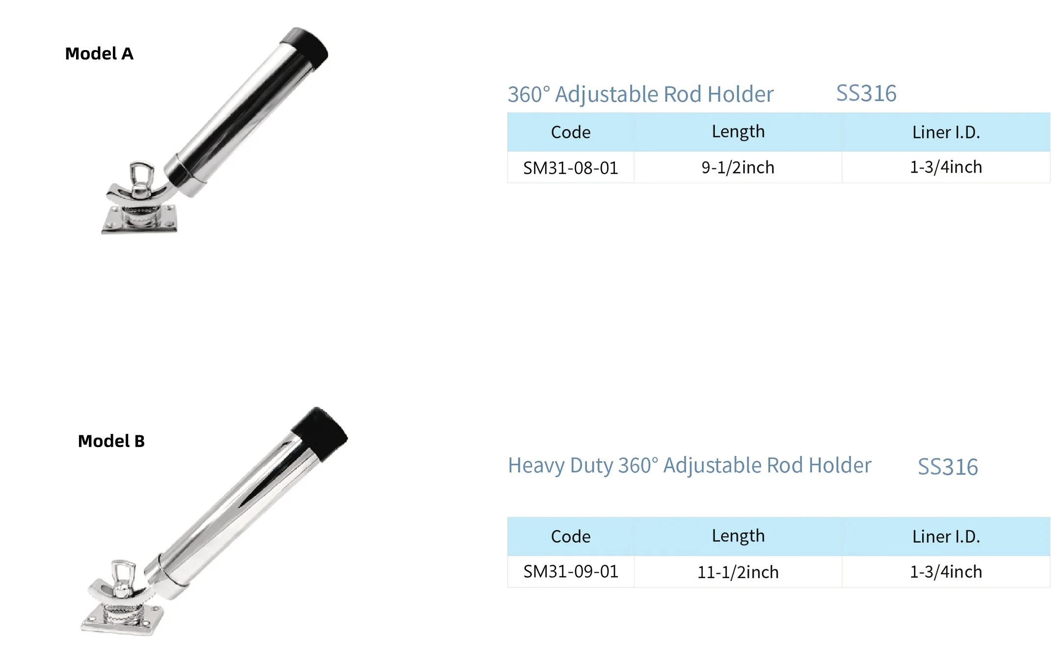 Marine Stainless Steel Flush Slide Mount Fishing Rod Beach Holder For ...