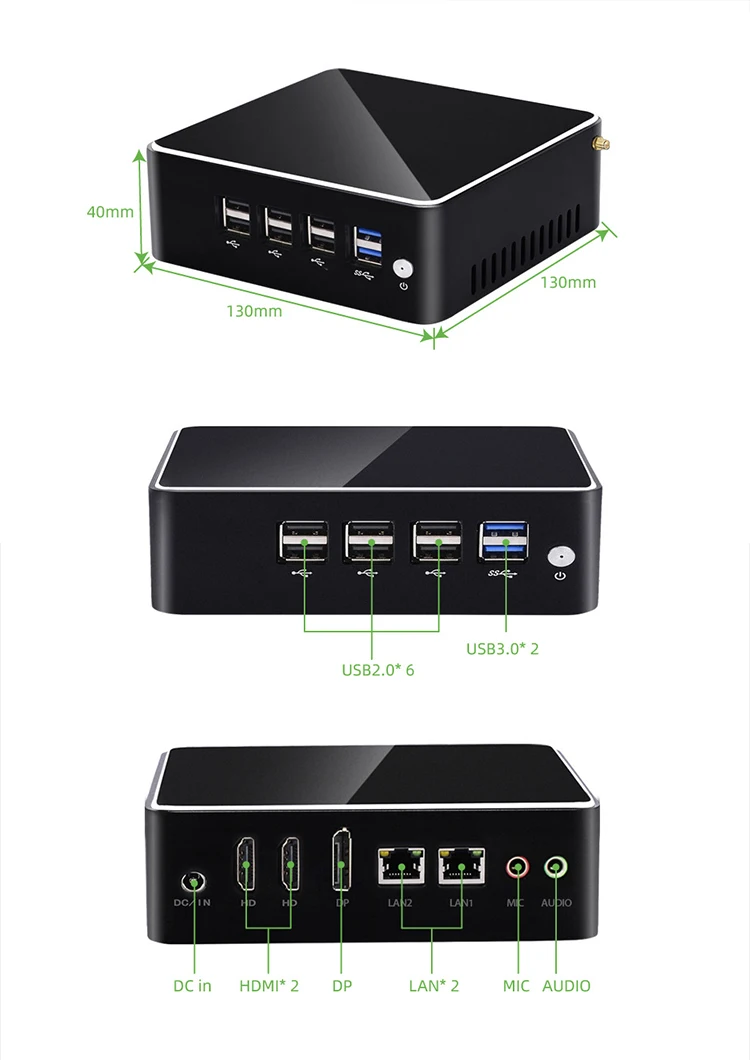 N100 Triple Display Mini PC Black NUC Low Power Consumption Lightweight ...
