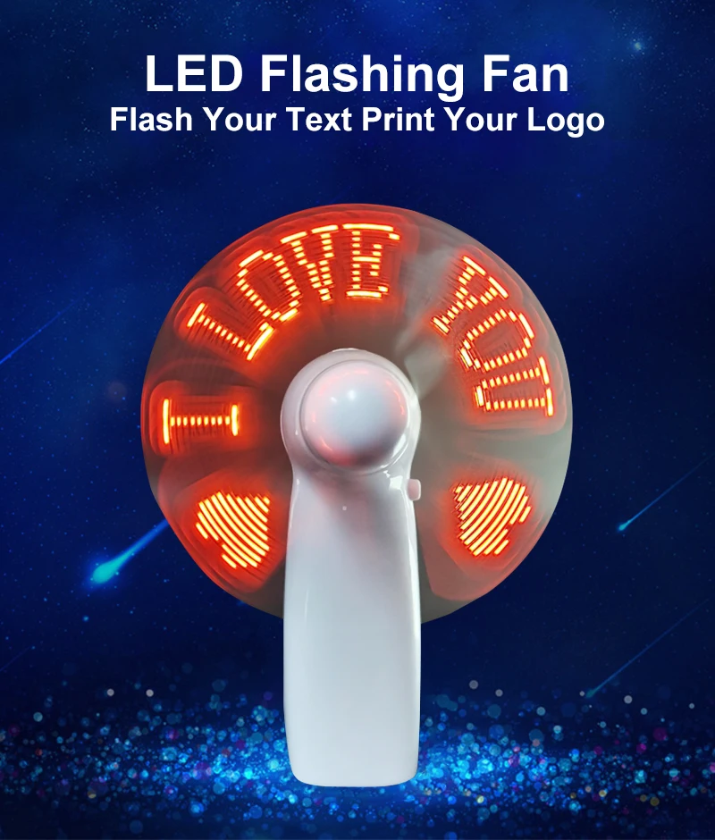 LED Message Fan - Portable Handheld with Customizable Logo