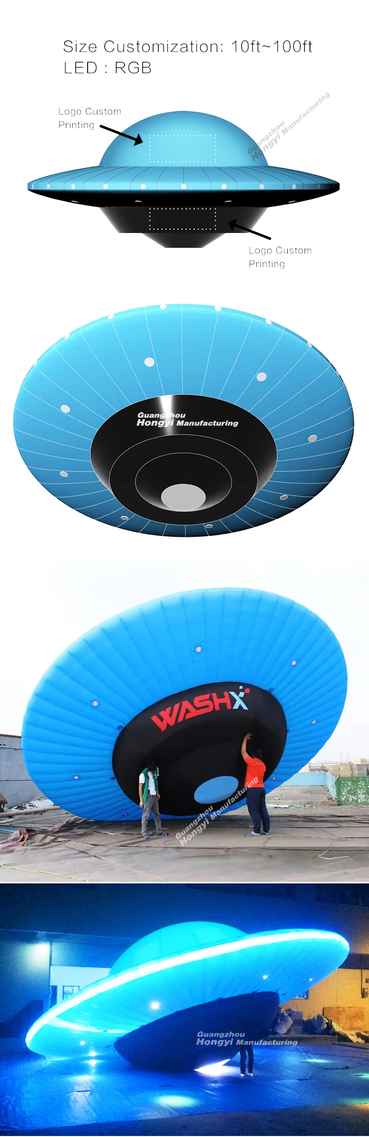 Customized LED Lighted Inflatable UFO Balloon for Event Decoration ...
