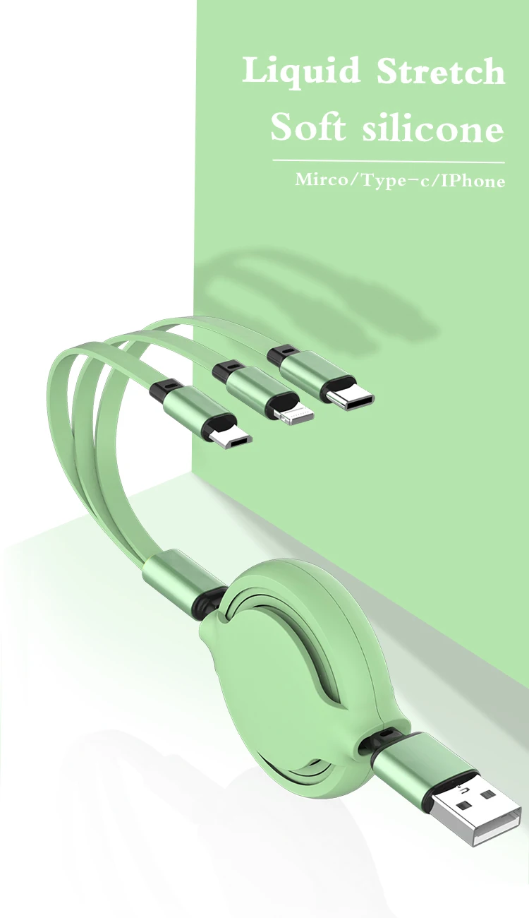Silicon Self Winding Retractable Micro Usb Data Cable Fast Charger 3in ...