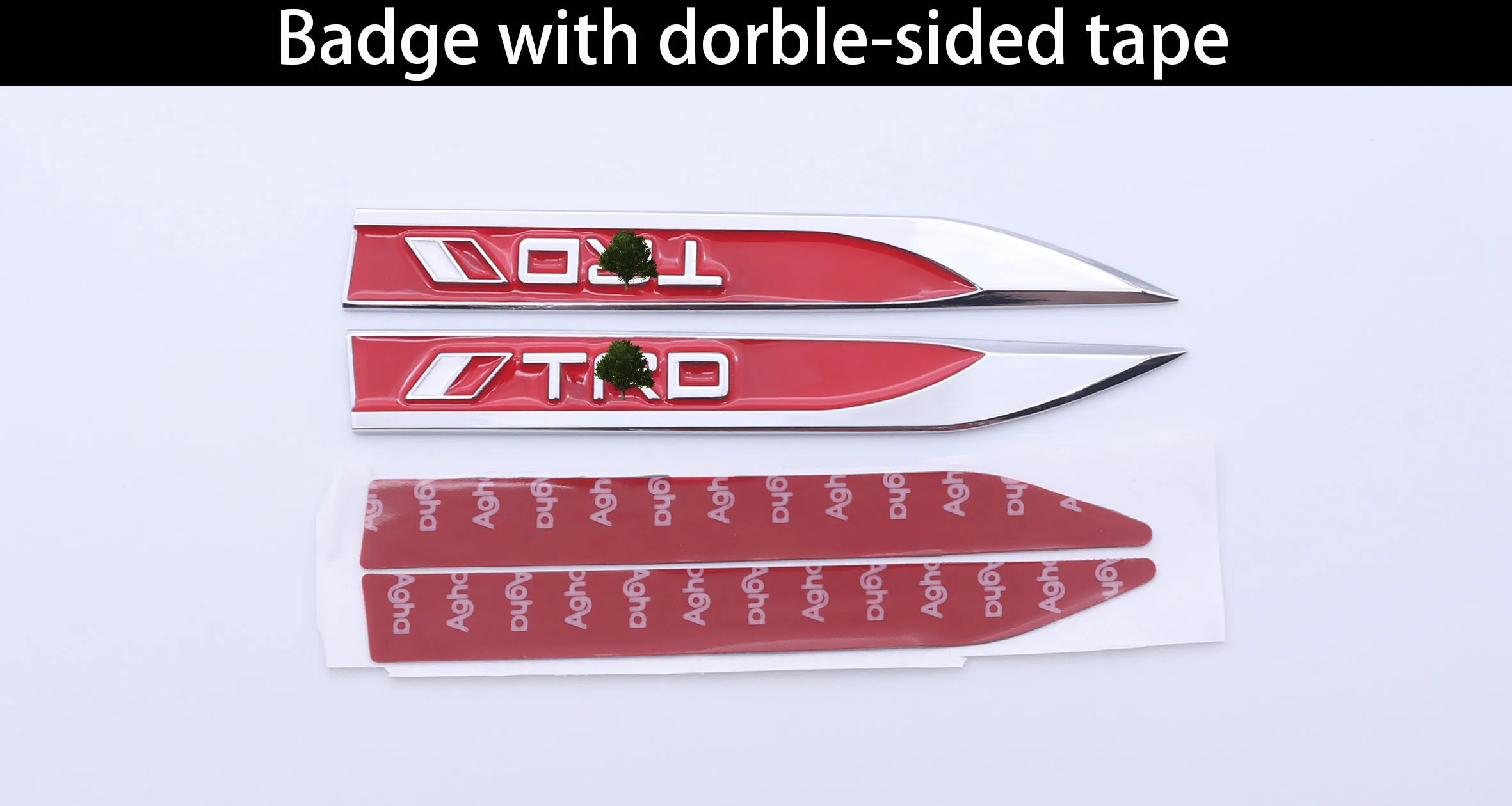 1 Pair 3d Chromed Black Red Emblem Badge Decal Sticker Logo Fender Side ...