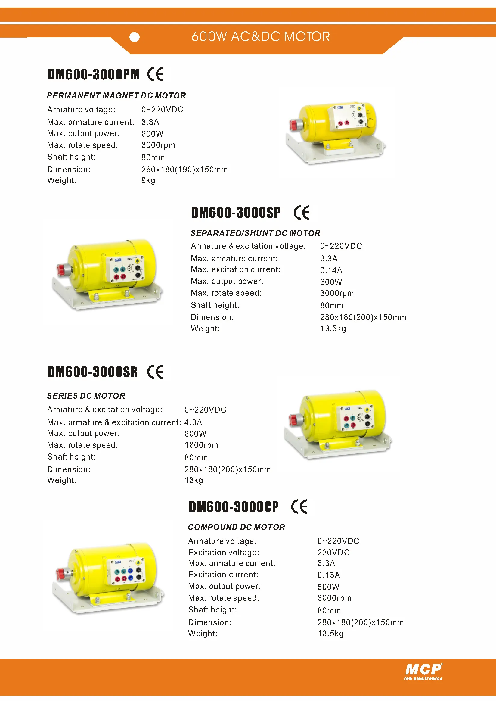 MCP SM120-220SR Starter Motor - Reliable Single-Phase Motor
