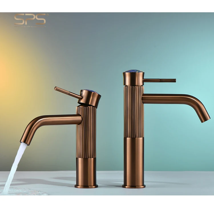 A8361-MS Waterfall Bathroom Mixer Tap Brass Brushed Rose Gold Washbasin ...