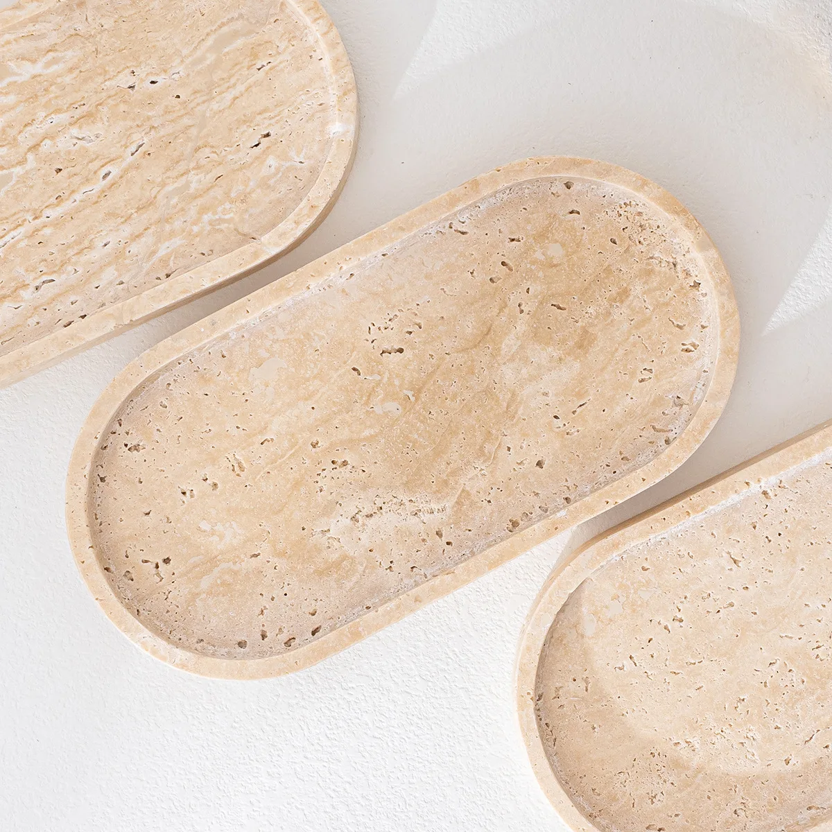 Beige Travertin Marble Serving Tray Nordic Bathroom Home Decor Vanity Tray Decorative Luxury ...