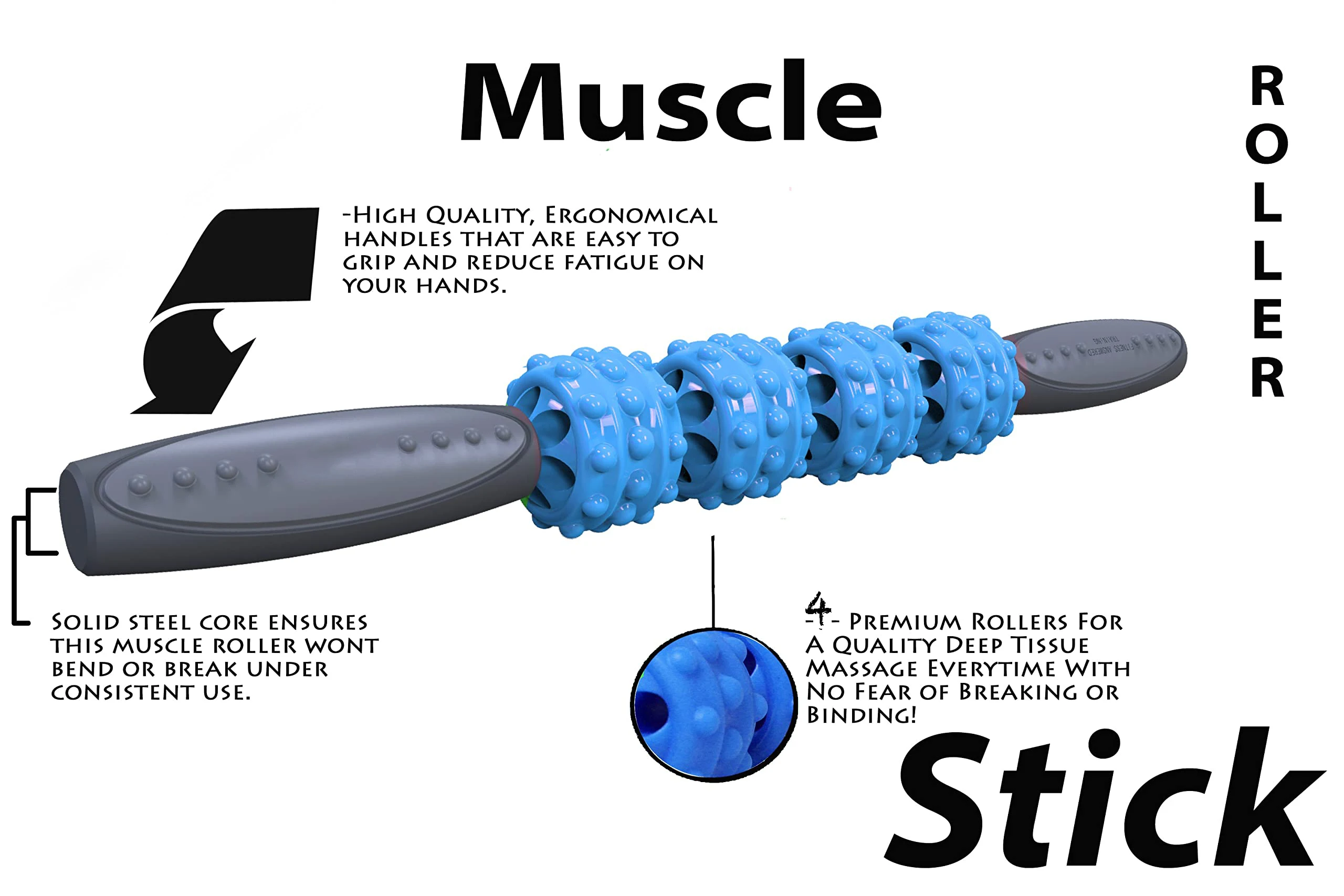 Spiky Body Custom Logo Massage Roller Stick Muscle Rolling Deep Tissue ...