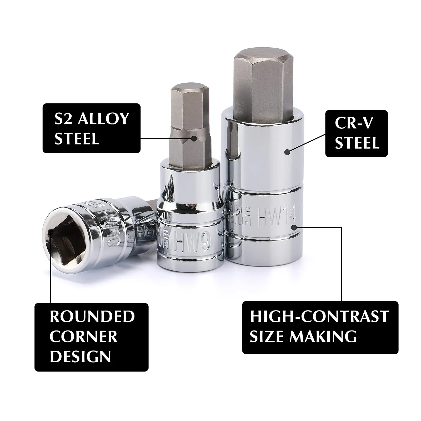 Hex Bit Socket Set,S2 Alloy Steel | 13-piece 3/8 Drive Allen Socket Set ...