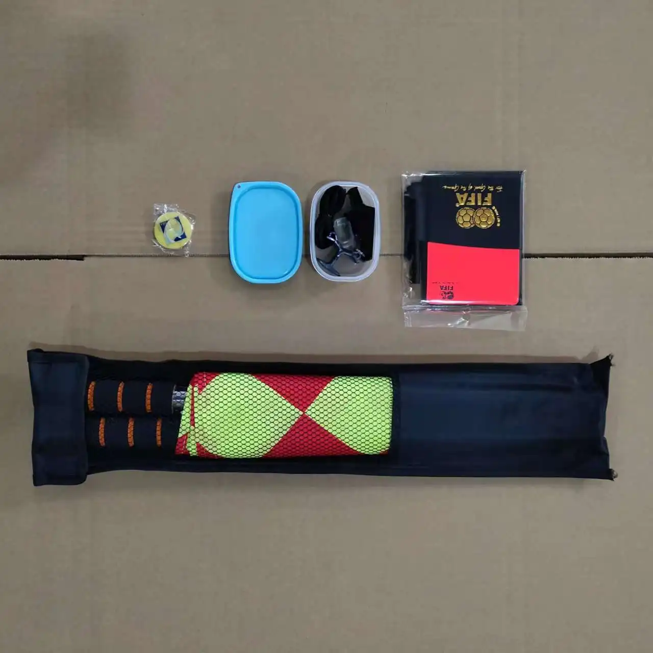 Football Soccer Referee Kit Linesman Flags Referee Whistle Toss Coin ...