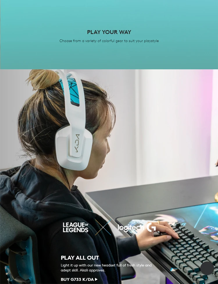 Logitech G733 Wireless RGB Gaming Headset - Immersive Audio
