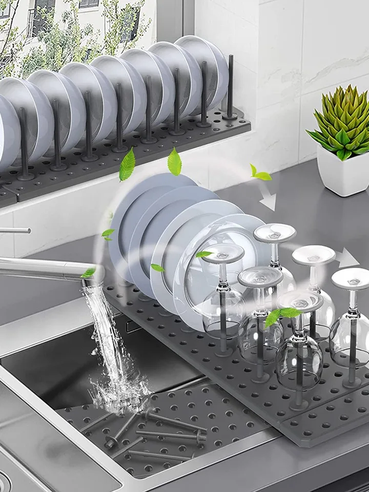 Pegboard Drawer Rack For Kitchen Cabinet Plate Adjustable Tray Dish ...