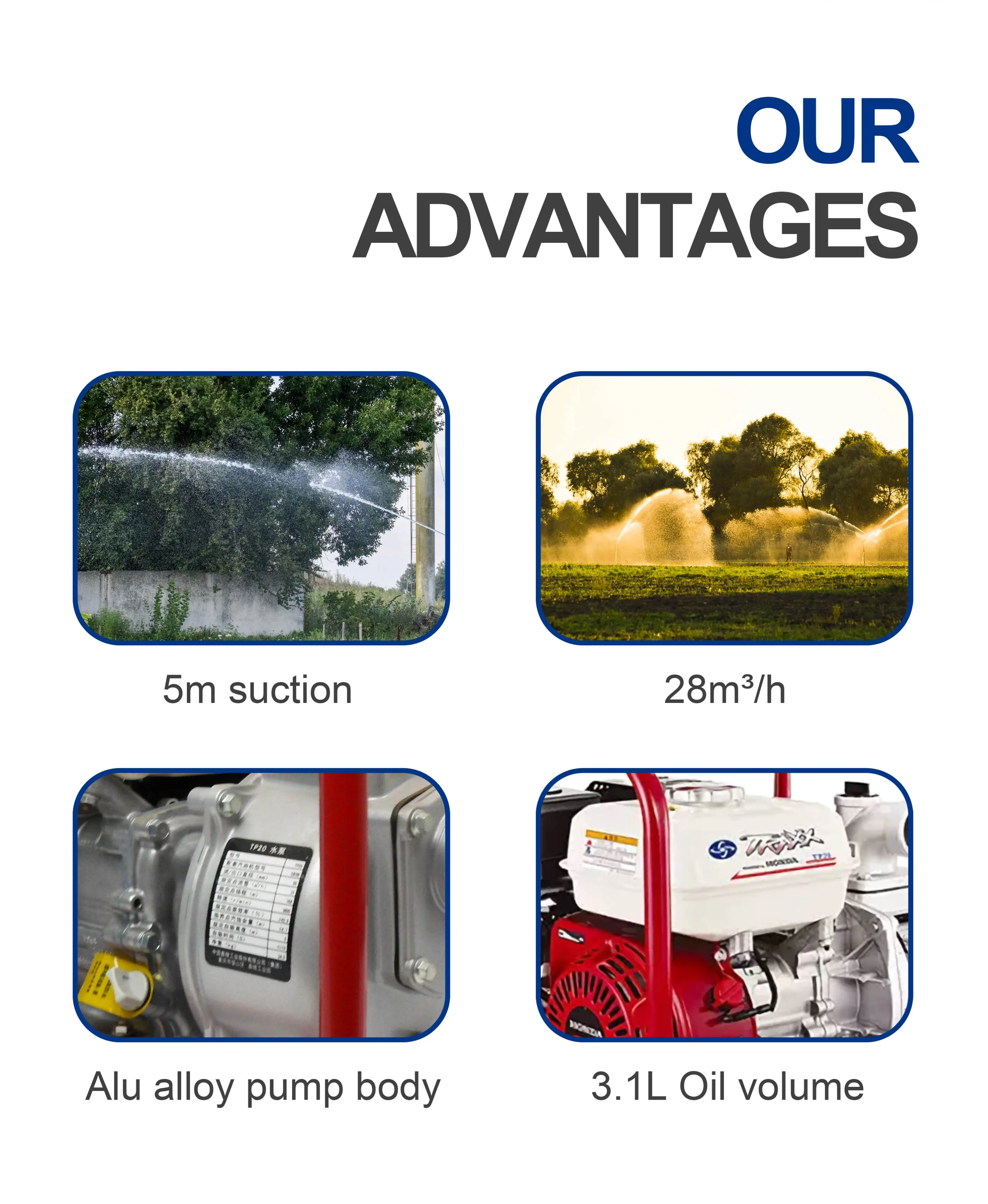 2 Inch Gasoline Power Honda Water Pump for Agriculture