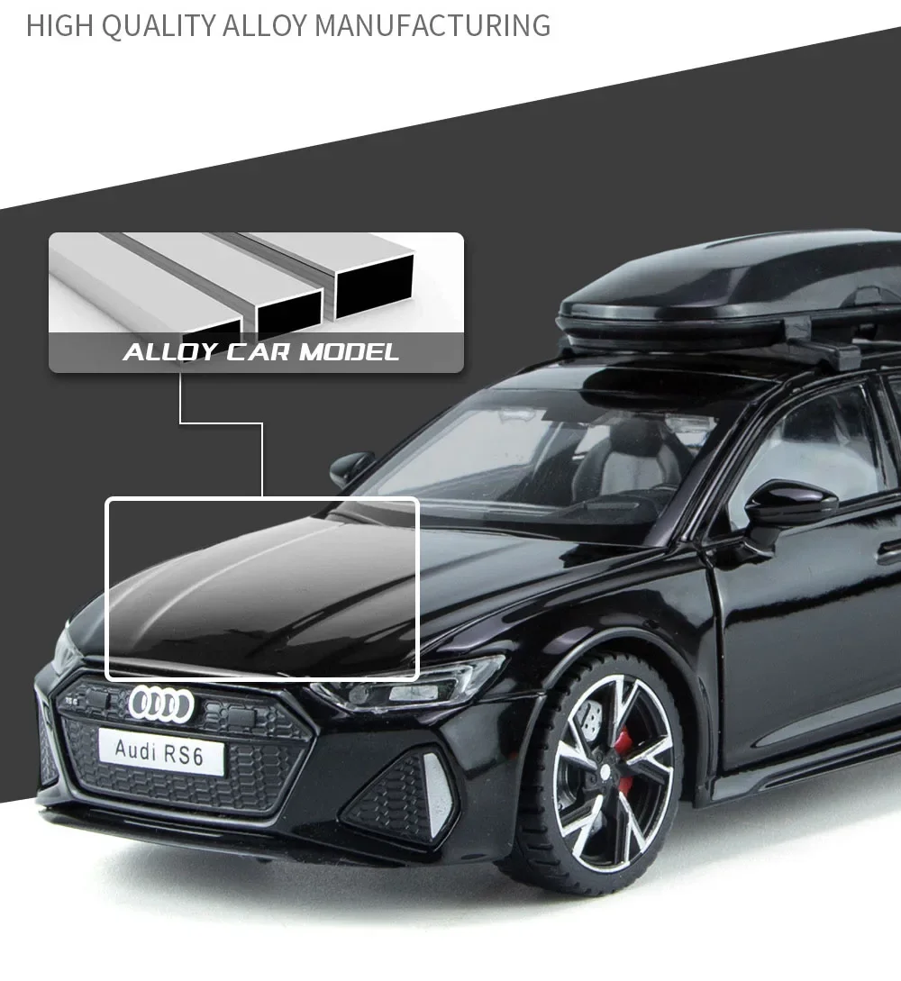 1:32 Audi Rs6 Diecast Toy Car Model With Sound Light Doors Opened Alloy ...