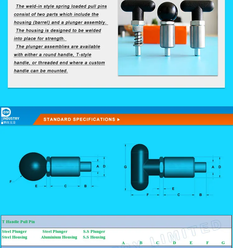 Carbon Steel Spring Loaded T Handle or Round Handle Pull Pin| Alibaba.com