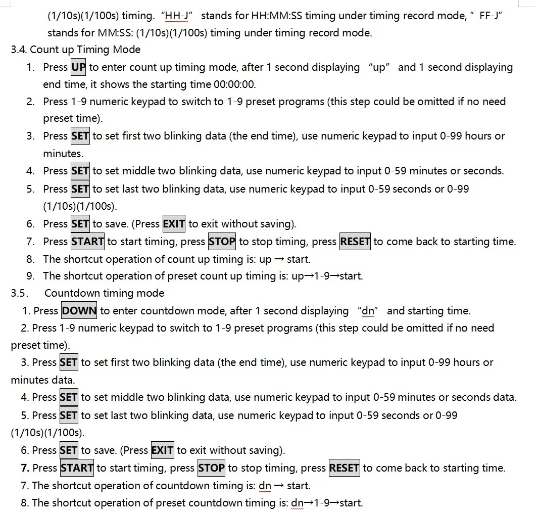 Race Timing Clock with Start Stop Button - Electronic Stopwatch