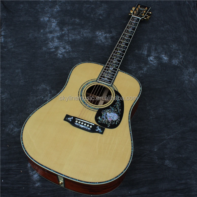 Solid Brazil Rosewood Acoustic Guitar with Abalone Inlay - Handcrafted ...