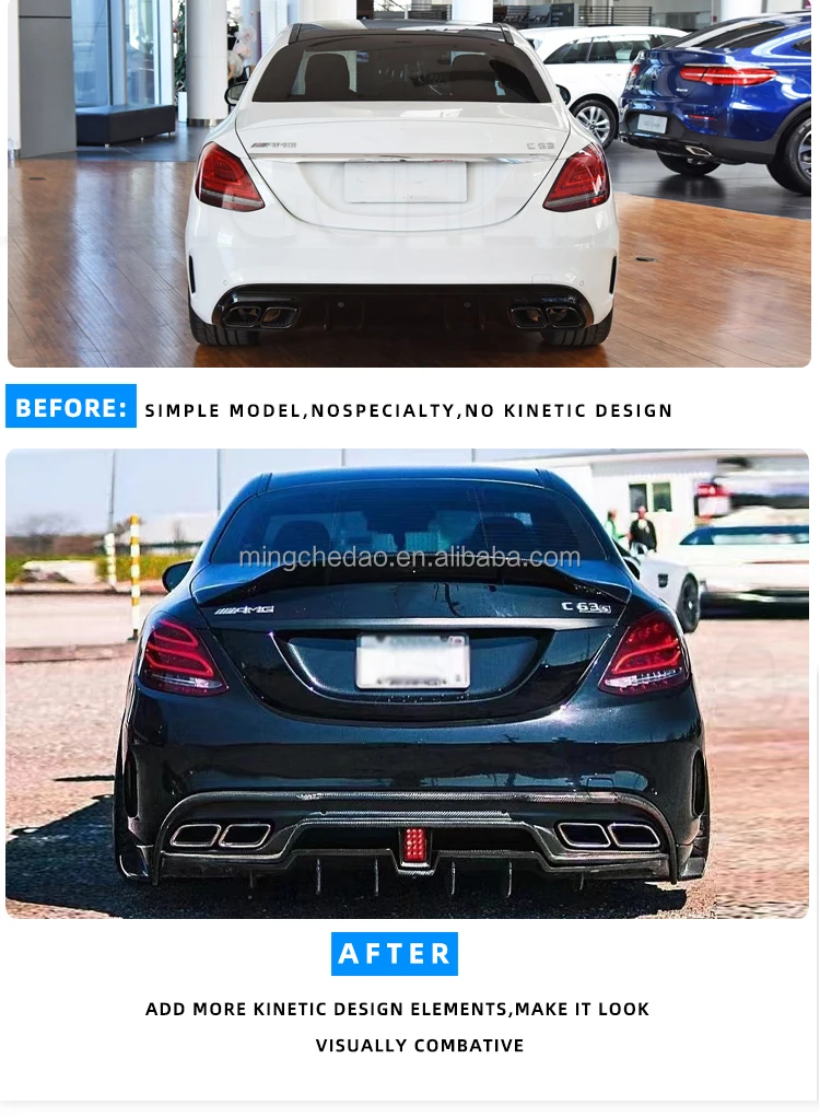 Mercedes-benz W205 C63 AMG Rear Bumper Diffuser - Carbon Fiber