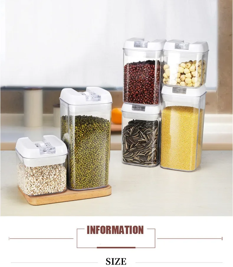 Wholesale 6 Piece Plastic Air Tight Food Storage Container Box Set Safe Canister Spice Airtight ...