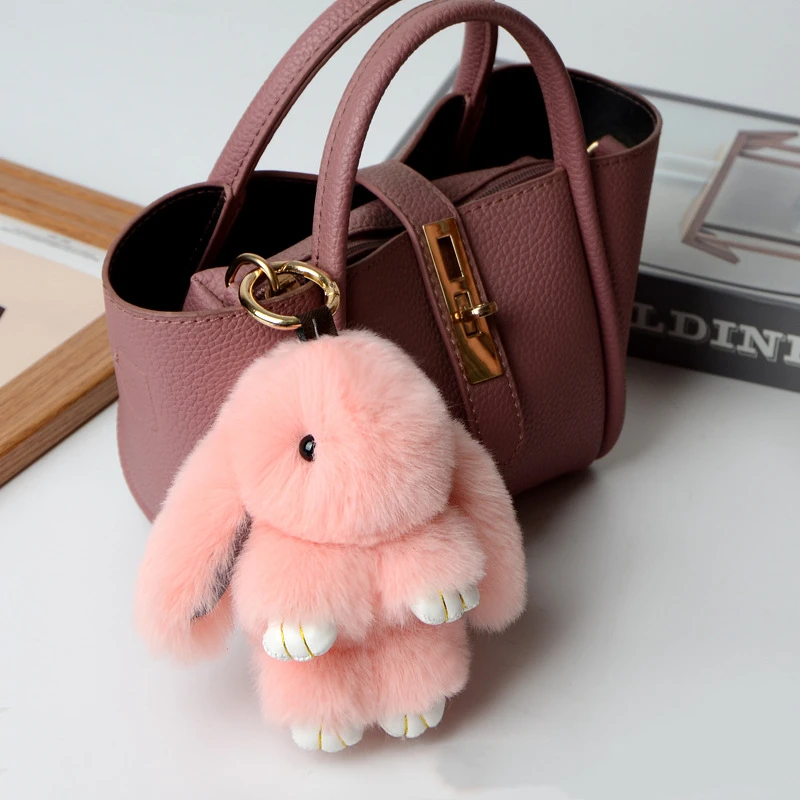18cm Bunny Doll - Cute Rabbit Keychain with Faux Fur