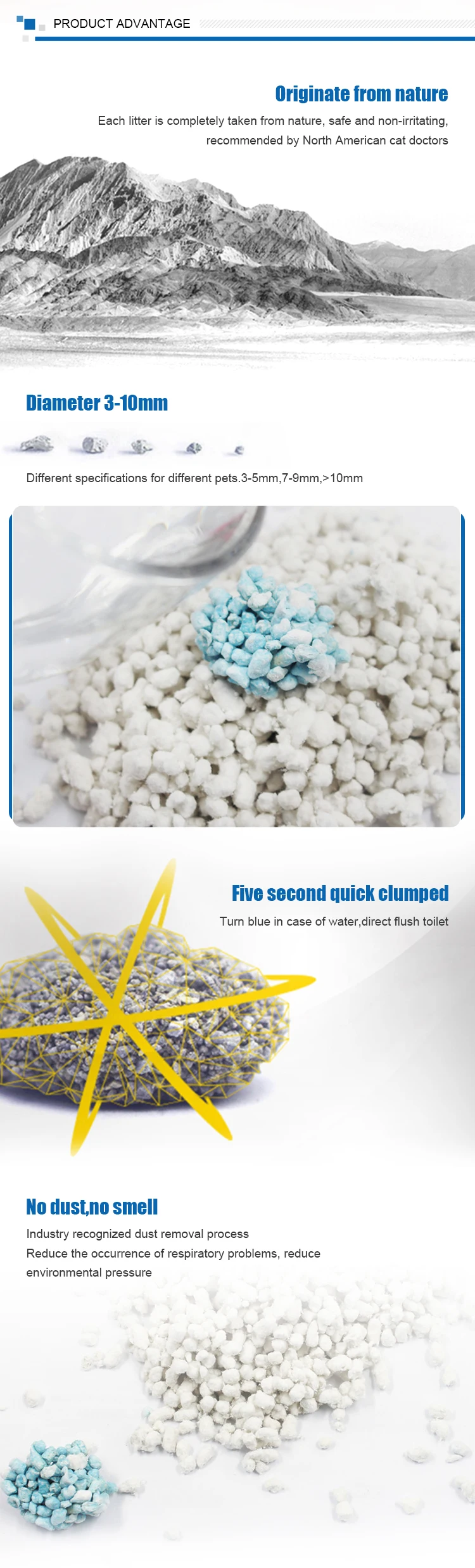 Oem Factory Turns Blue Easy To Distinguish Dust Free Clumping Absorbent ...