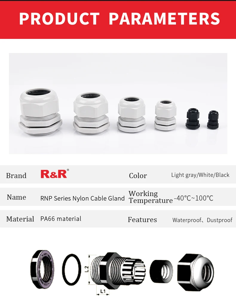 Cable Stuffing Gland Locknut Plastic Cable Gland Pg21 For 18mm-25mm Dia ...