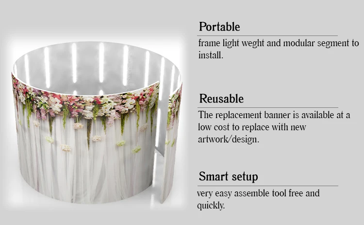 Custom Printed 360 Photo Booth Enclosure Backdrop With Led Light Party ...