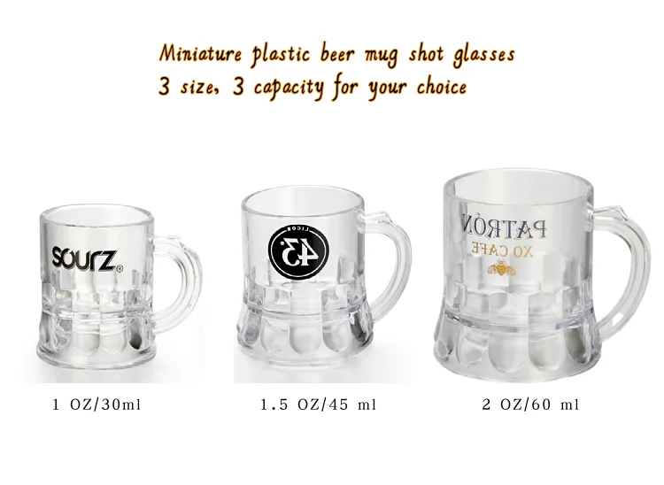 2 OZ Mini Plastic Beer Mug - Perfect for Parties & Events