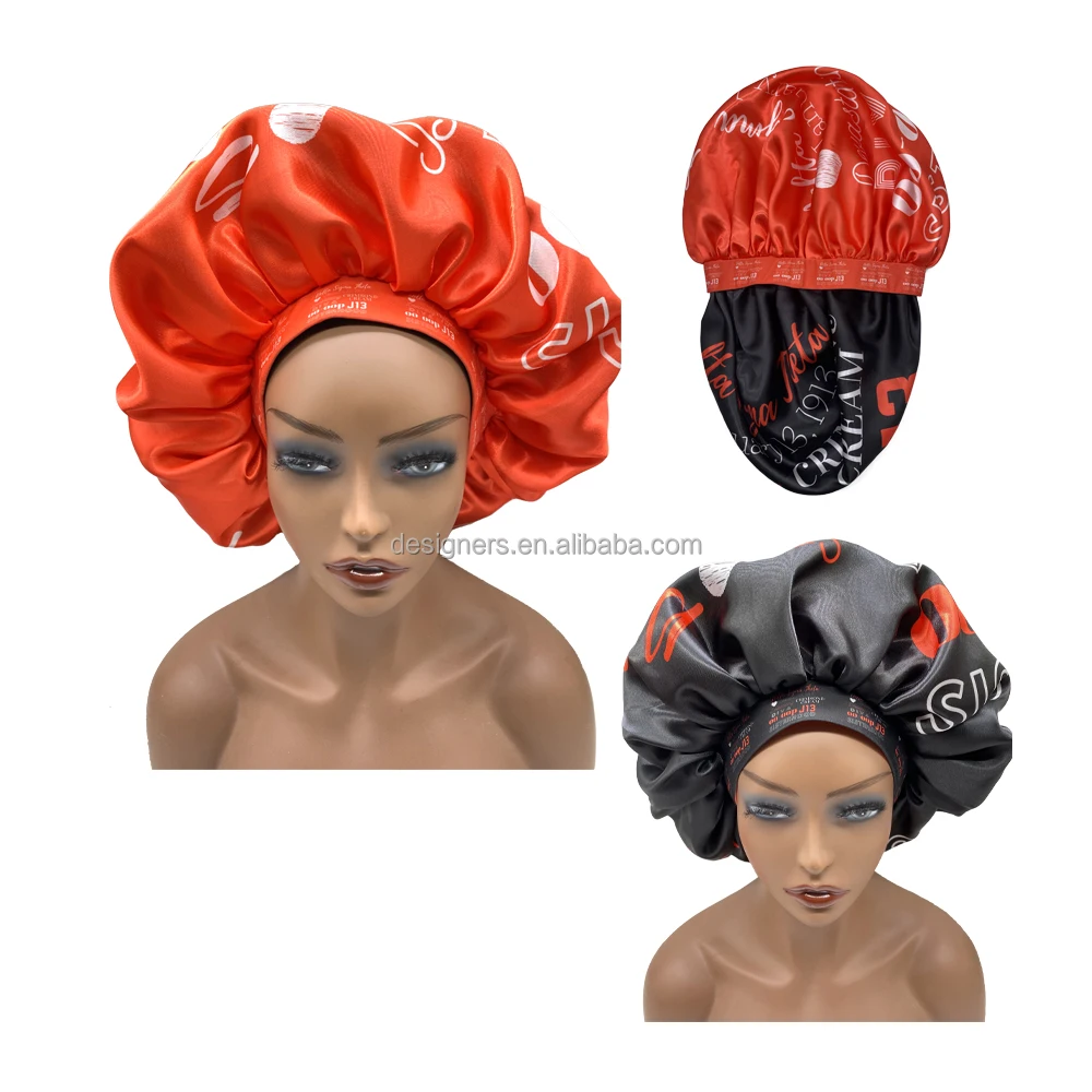 Customized Reversible Print Women Fashion Night Elastic Band Sleep Cap ...