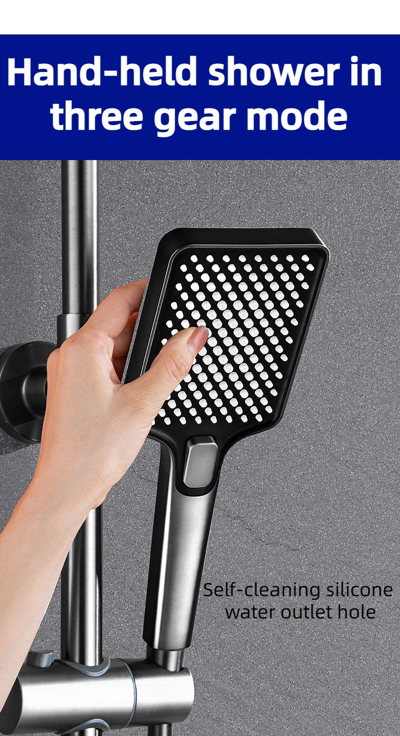 Luxury Piano Key Rainfall Shower Head with Handheld Spray, Adjustable ...
