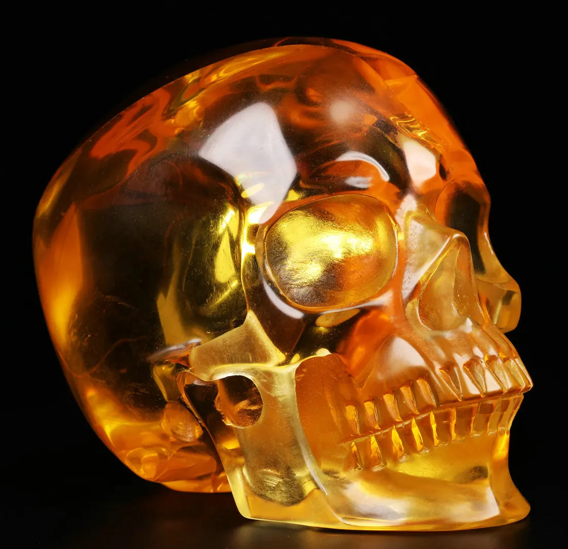 Wholesale Hand Carved Crystal Skulls Craft Carving Yellow Obsidian ...