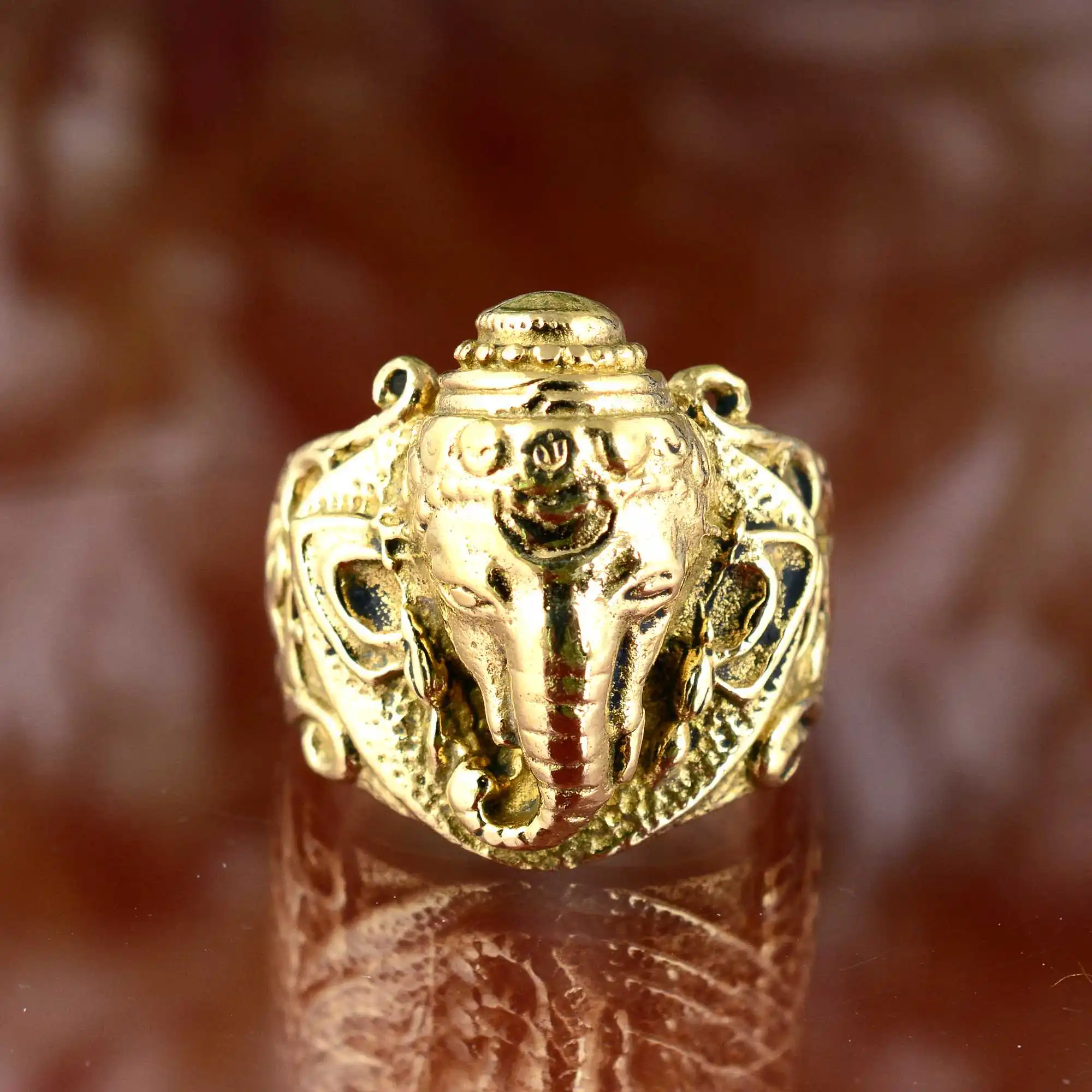 Retro Personality Patron Saint Indian Ganesha Brass Ring Punk Hip Hop ...