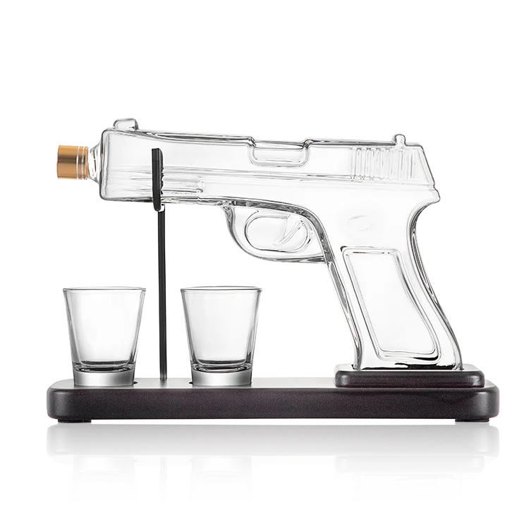 Customized Glass Decanter Set Pistol-Shaped Whiskey Bottle and Bullet ...