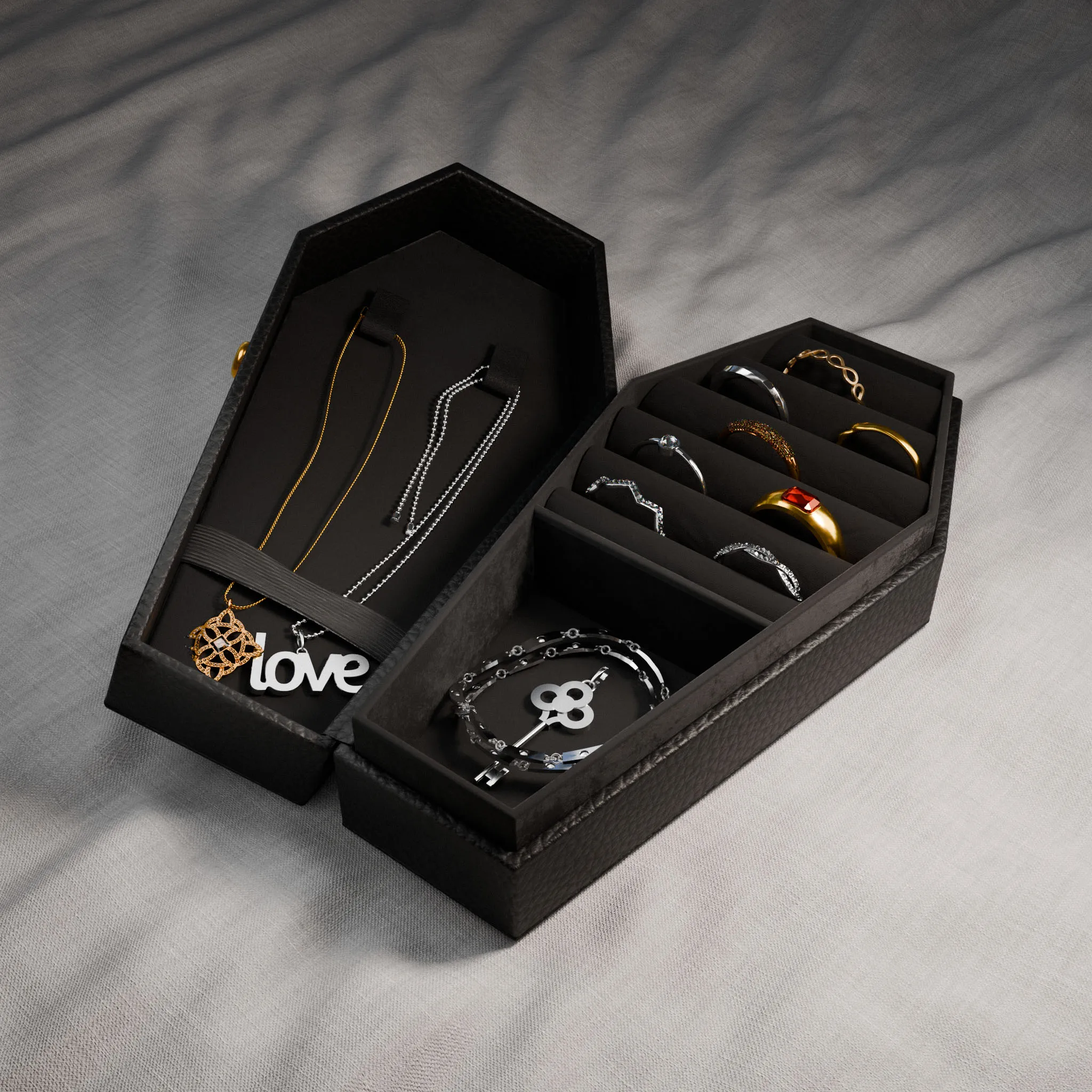 Personalized Customization Jewelry Box Coffin Shape Jewelry Box ...