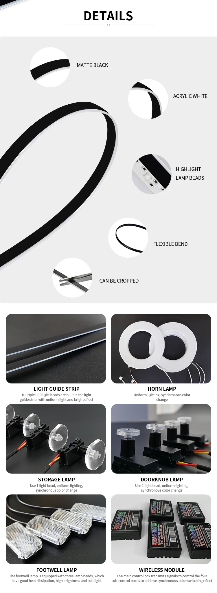 22 In 1 Symphony Neon El Wire App Control Decorative Lamp Universal Car ...