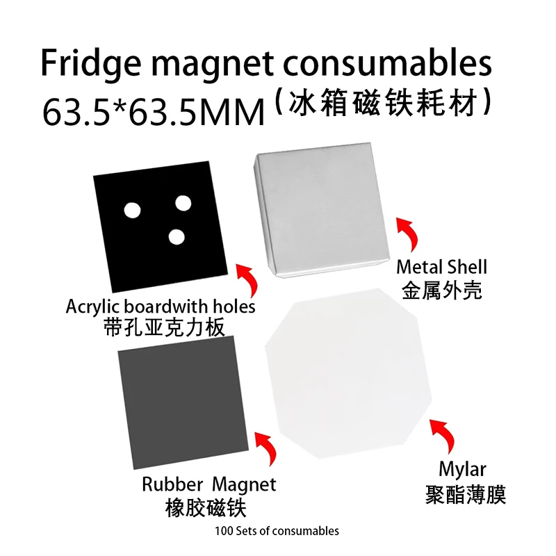 Square Refrigerator Magnet - Magnetic Photo Button Machine
